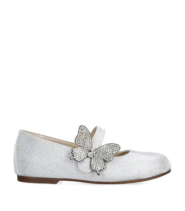 BABYWALKER Crystal Butterfly Ballet Flats - Silver
