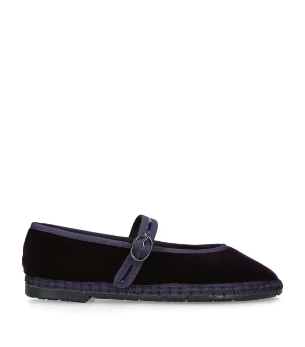 FLABELUS Velvet Mary Janes - Purple