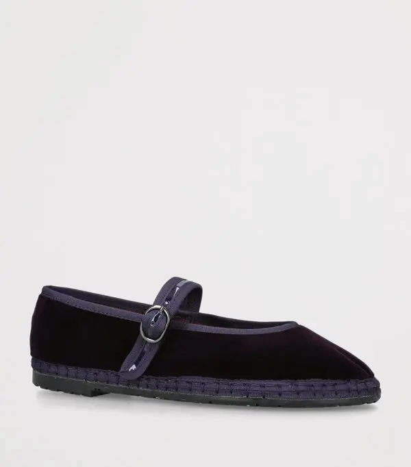 FLABELUS Velvet Mary Janes - Purple