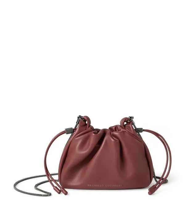 Brunello Cucinelli Mini Leather Bucket Bag - Red