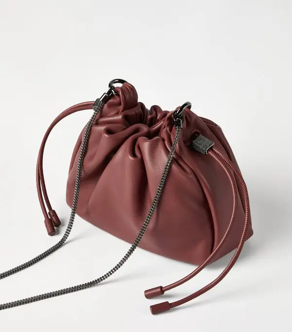 Brunello Cucinelli Mini Leather Bucket Bag - Red