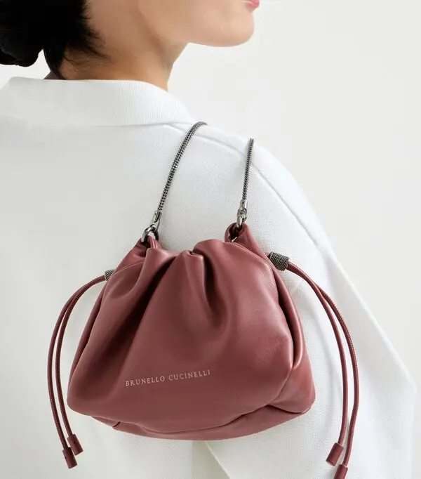 Brunello Cucinelli Mini Leather Bucket Bag - Red