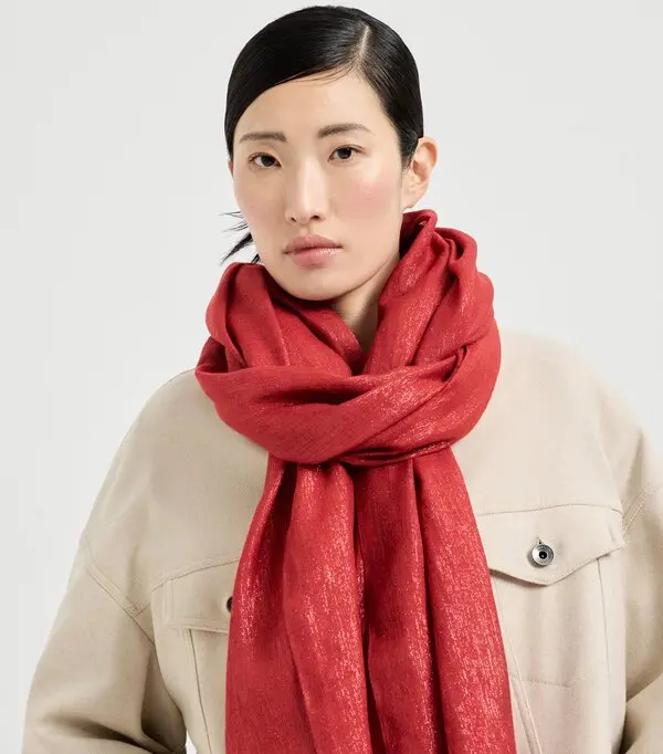 Brunello Cucinelli Cashmere-silk-blend Scarf - Red