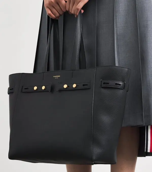 Thom Browne Leather Cabas Tote Bag