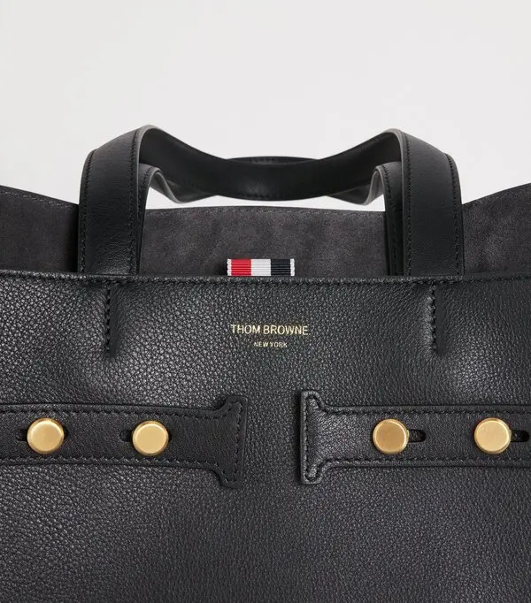 Thom Browne Leather Cabas Tote Bag