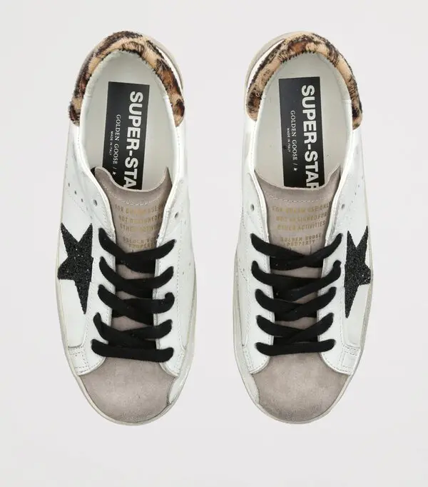GOLDEN GOOSE Leather Glittered Super-star Sneakers - White