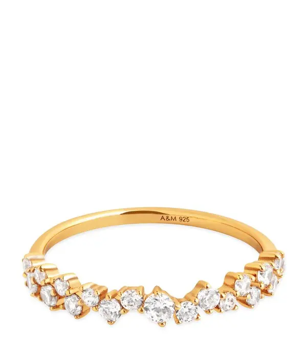 ASTRID & MIYU Plated Crystal Scatter Band Ring - Gold