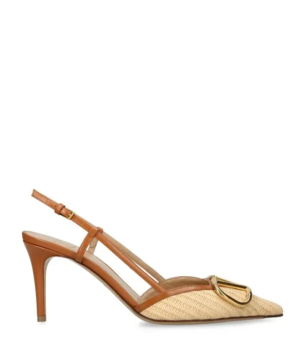 Valentino Garavani Raffia Vlogo Slingback Pumps