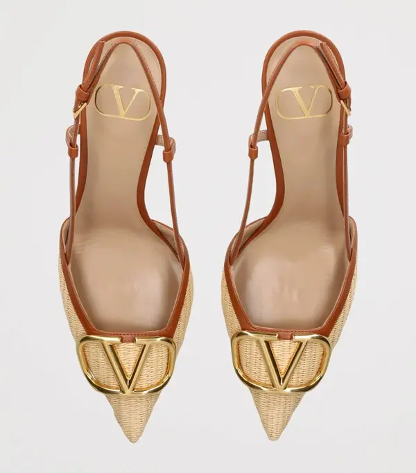Valentino Garavani Raffia Vlogo Slingback Pumps