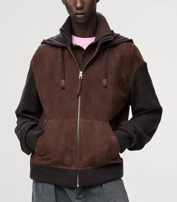 Loewe Suede-wool Zip-up Hoodie