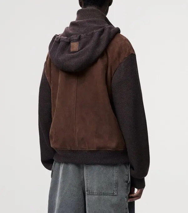 Loewe Suede-wool Zip-up Hoodie