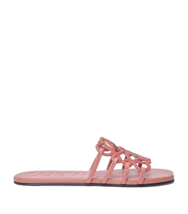 Loewe Leather Anagram Petal Slides - Pink