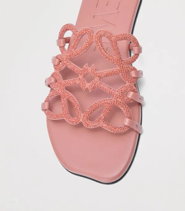 Loewe Leather Anagram Petal Slides - Pink