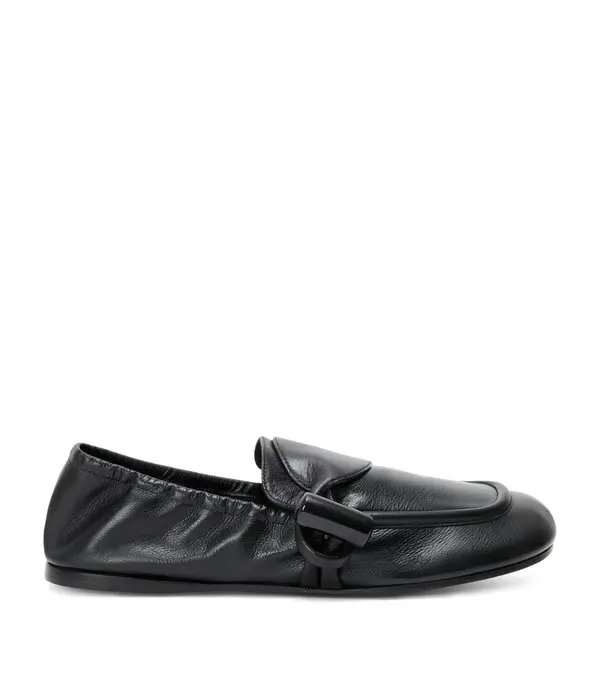 Loewe Leather Toggle Loafers - Black