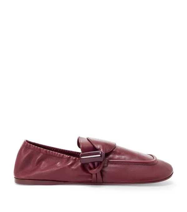 Loewe Leather Toggle Loafers - Red