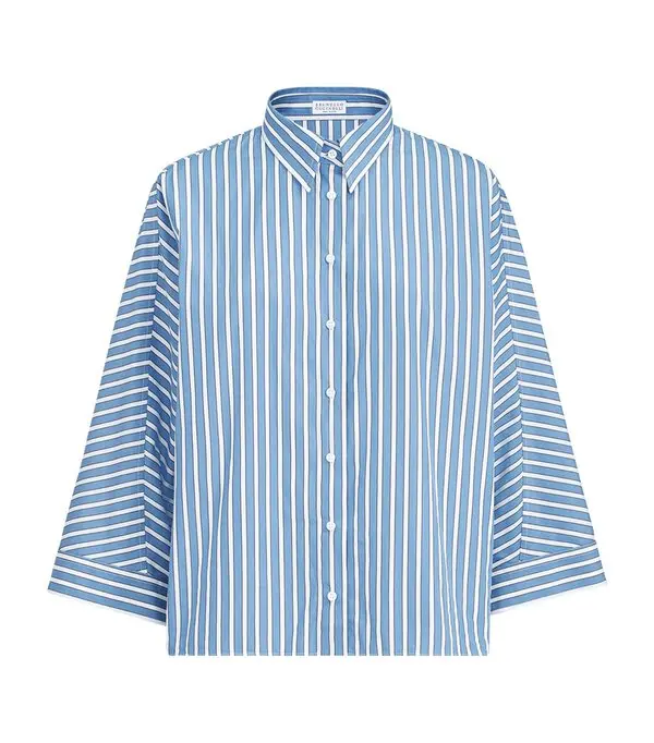 Brunello Cucinelli Striped Cotton Shirt - Blue