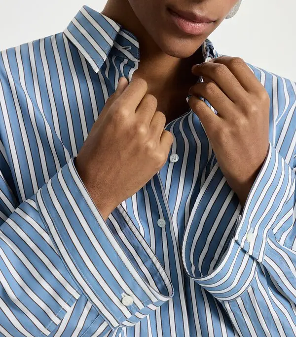 Brunello Cucinelli Striped Cotton Shirt - Blue