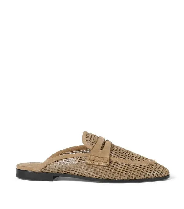 Brunello Cucinelli Leather Perforated Slippers - Brown