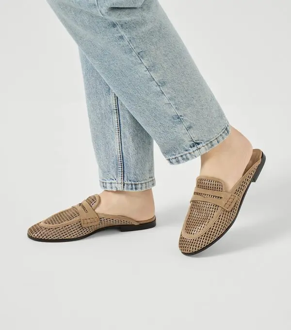 Brunello Cucinelli Leather Perforated Slippers - Brown