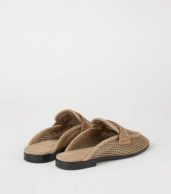 Brunello Cucinelli Leather Perforated Slippers - Brown