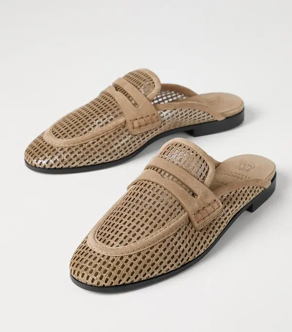 Brunello Cucinelli Leather Perforated Slippers - Brown