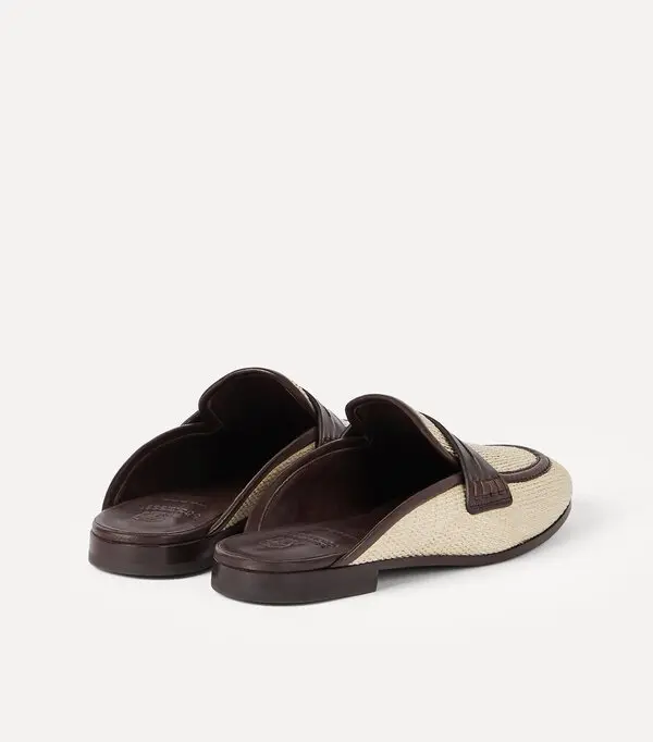 Brunello Cucinelli Techno Raffia Mules - Beige