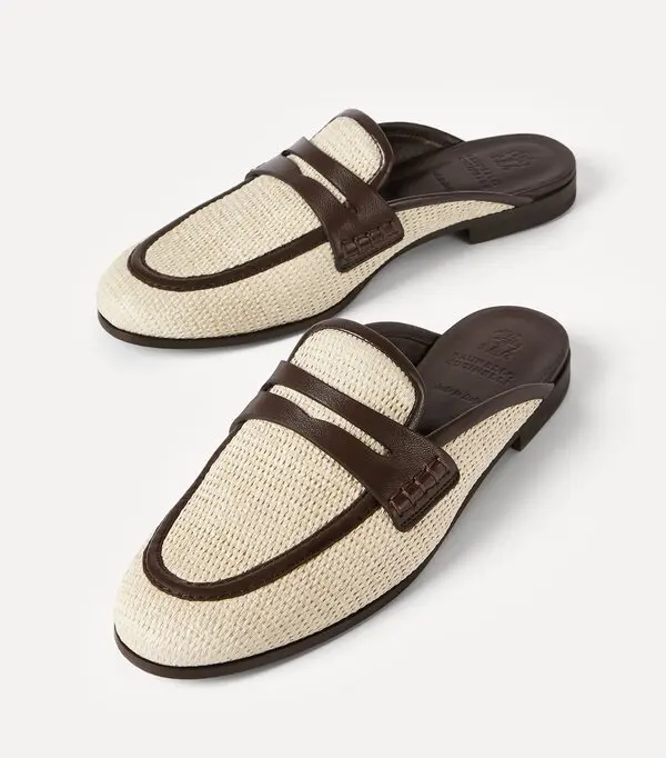 Brunello Cucinelli Techno Raffia Mules - Beige