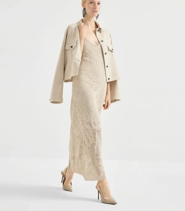 Brunello Cucinelli Linen-cotton Midi Dress - Beige