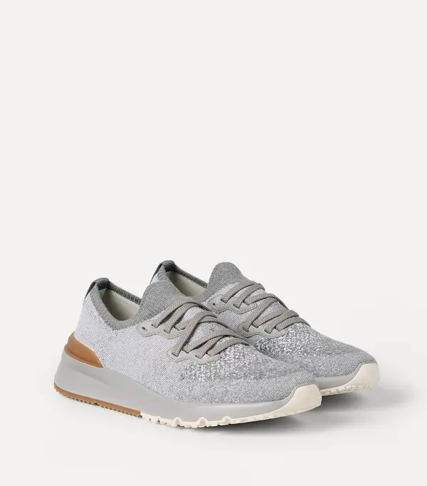Brunello Cucinelli Cotton-blend Chiné-knit Sneakers