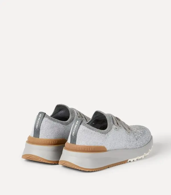 Brunello Cucinelli Cotton-blend Chiné-knit Sneakers