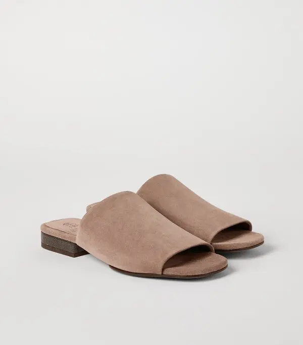 Brunello Cucinelli Suede Open-toe Mules - Brown