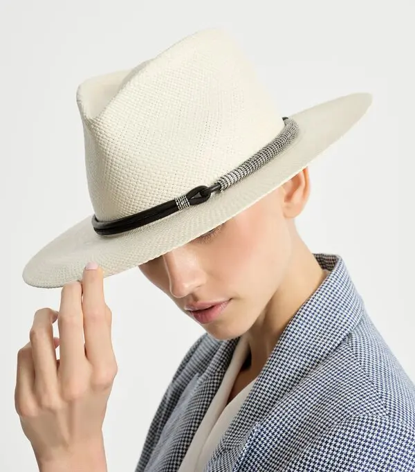 Brunello Cucinelli Straw Fedora Hat