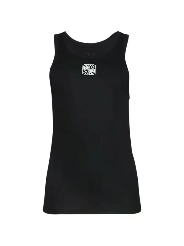 Vetements Cross-logo Ribbed Tank Top - Black