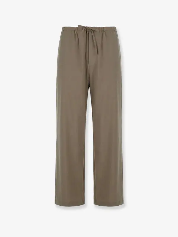 TONYWACK Wool Blend Wide Leg Trousers - Brown