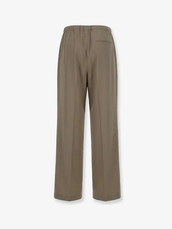 TONYWACK Wool Blend Wide Leg Trousers - Brown