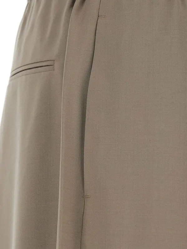 TONYWACK Wool Blend Wide Leg Trousers - Brown