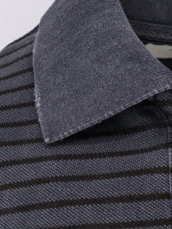 TONYWACK Cotton Polo Shirt With Striped Profiles