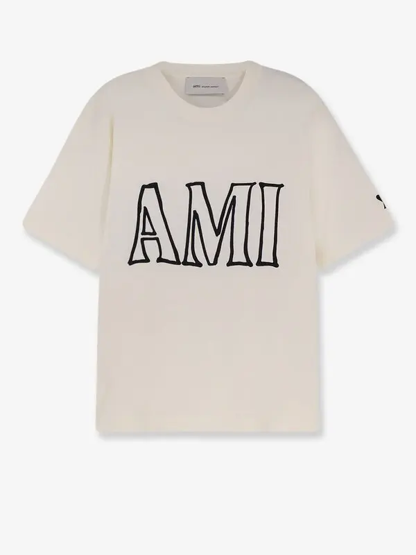 Ami Cotton Tshirt With Maxi Frontal Logo