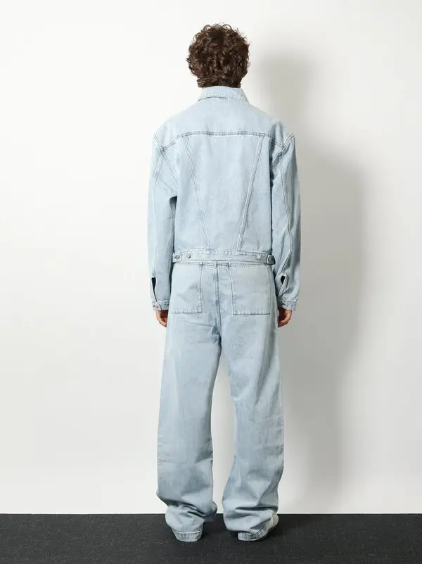 ENTIRE STUDIOS Denim Jacket With Padded Shoulders - Blue