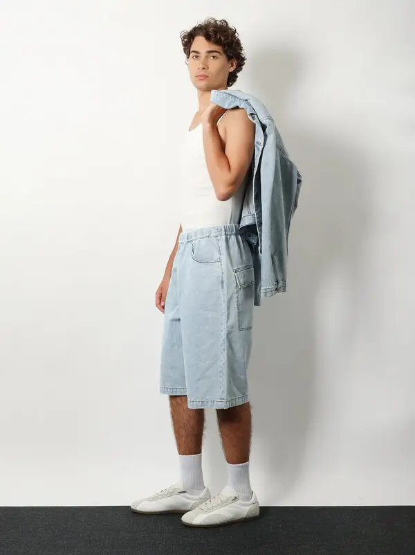 ENTIRE STUDIOS Light Washed Denim Bermuda Shorts