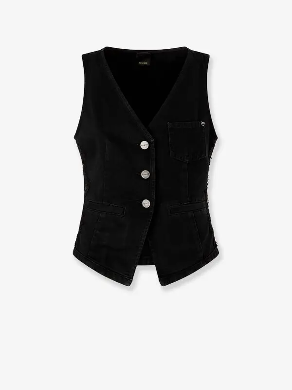 Pinko Gardener Cotton Vest With Lace Profiles
