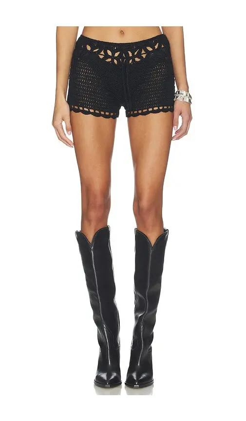 Superdown Crochet Shorts - Black