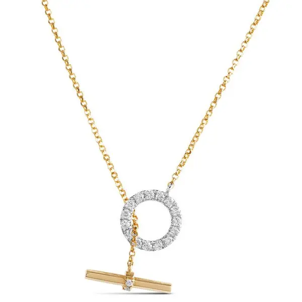 Benbridge Diamond Circle Toggle Necklace, 14k Mixed Gold, |dn0h182 - Tt