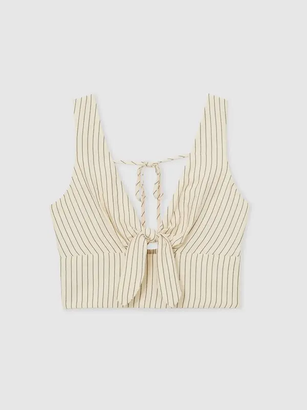 REISS Jayce Pinstripe Cropped Top