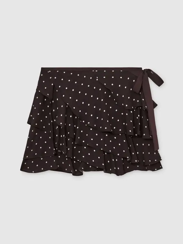 REISS Polka-dot Tiered-ruffle Skort