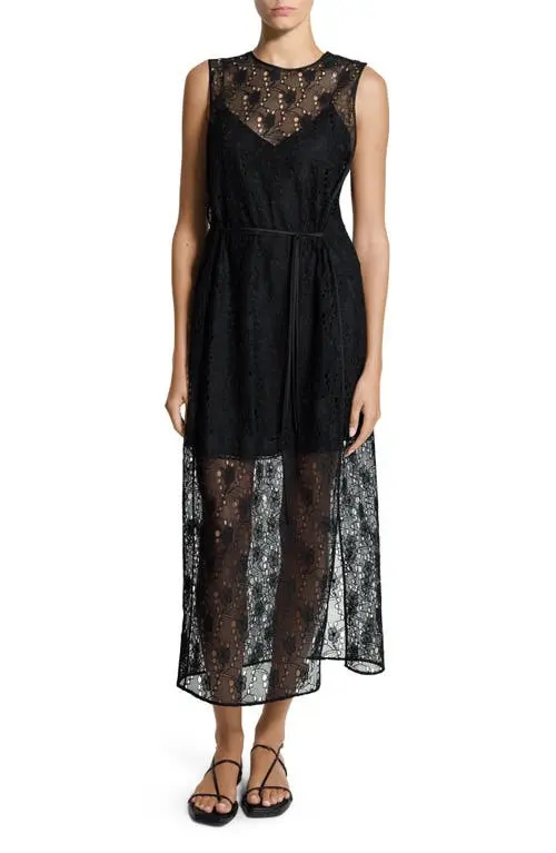 Theory Lace Tie-waist Midi Dress - Black