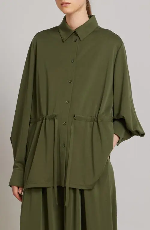 MM BY MAX MARA Passo Tie Waist Jersey Button-up Shirt