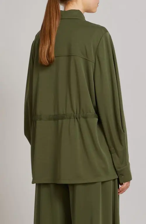 MM BY MAX MARA Passo Tie Waist Jersey Button-up Shirt