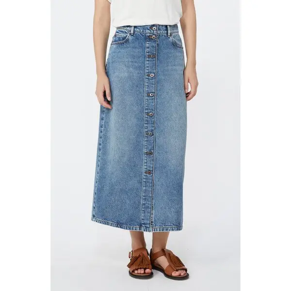 Max Mara Dasti Button-front Denim Midi Skirt