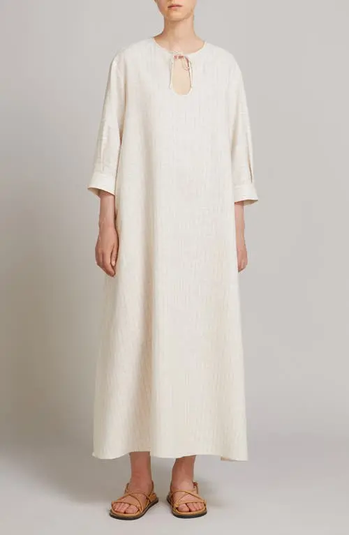 MM BY MAX MARA Memo Stripe Linen & Cotton Canvas A-line Dress